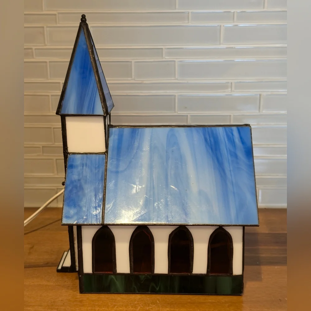 Source Unknown | Art | Tiffany Style Stained Glass Church Lighted Lamp ...